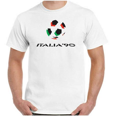Italia 90 T Shirt Football Mens Retro 1990 World Cup Retro Top Logo Kit