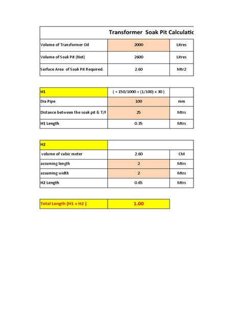 oil soak pit calculation pdf