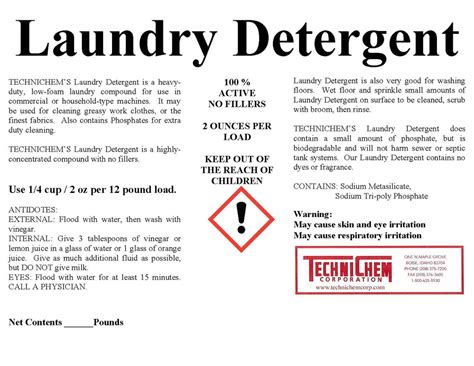 Laundry Detergent Technichem Corporation