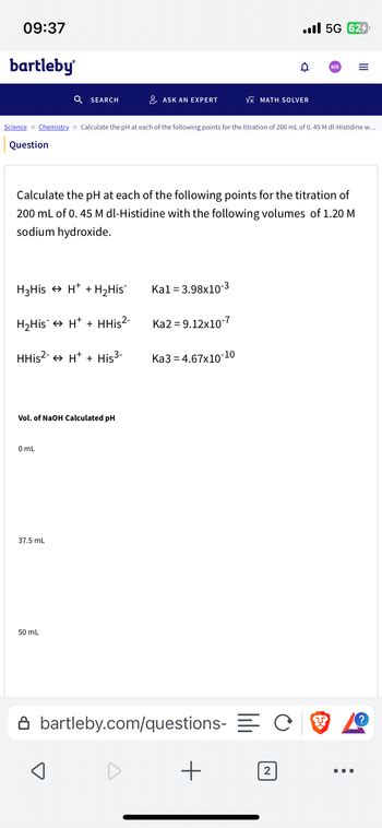 Answered Calculate The Ph At Each Of The Following Points For The Titration Of Ml Of M