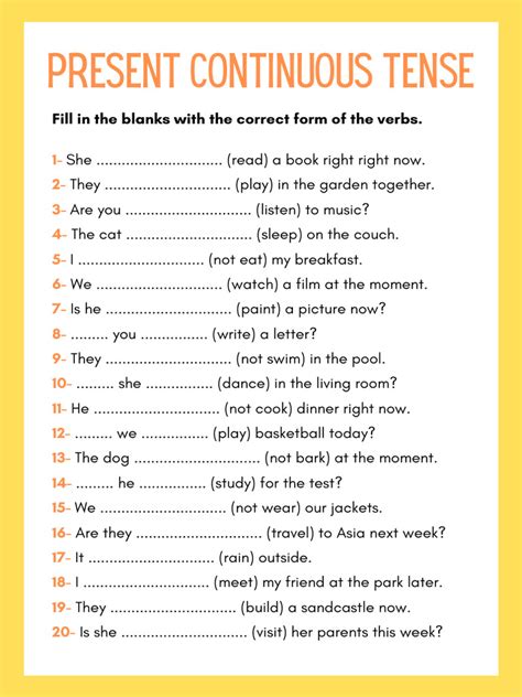 Present Continuous Activities Pdf