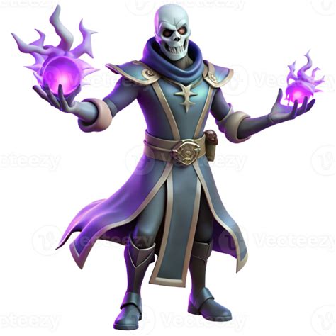Dramatic Rustic 3d Render Skeleton Mage With Magic Detailed 56672410 Png