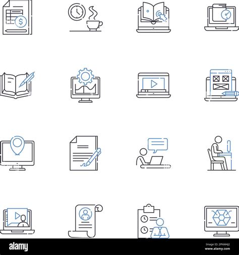 Protocol Line Icons Collection Standardization Conduct Systemization
