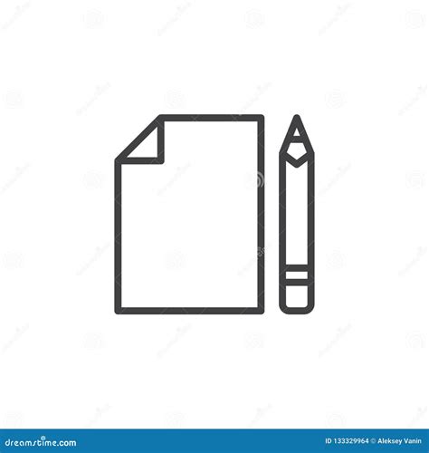File Document And Pencil Outline Icon Stock Vector Illustration Of Calligraphy School