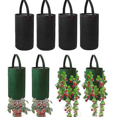 4pcs Garden Upside Down Tomato Planter Strawberry Grow Bags Hanging