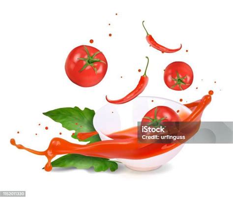 토마토와 붉은 스플래시 흰색 바탕에 현실적인 그림 벡터입니다 물이 튀는에 대한 스톡 벡터 아트 및 기타 이미지 물이 튀는 분무 토마토 채소 Istock