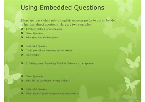 Embeddedindirect Questions Grammar Español Ele Powerpoints