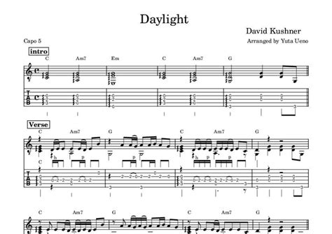 Daylight David Kushner Fingerstyle Guitar Tab Yuta Ueno
