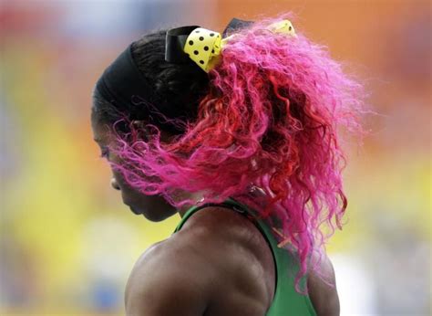 Shelly Ann Fraser Pryce Red Hair Moscow2013 100m Winner Black