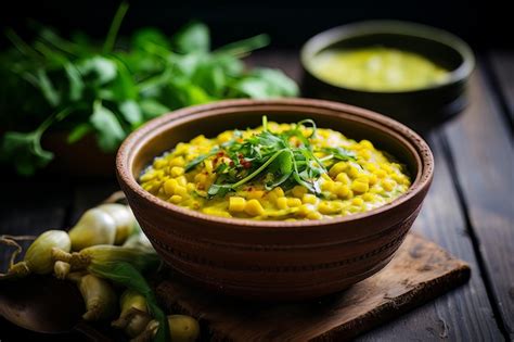 Premium Photo Split Pea Corn Chowder Vegan Recipe Food Photo