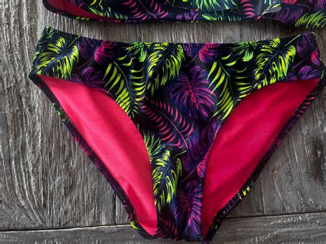 Girls H M Black Neon One Shoulder Ruffle Bikini Age 10 12yrs EBay