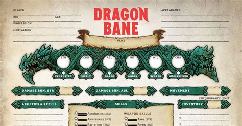 Dragonbane Character Sheet Rdragonbanerpg