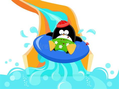 Penguin Holding A Drink And Sitting On Block Of Ice Stock Vector