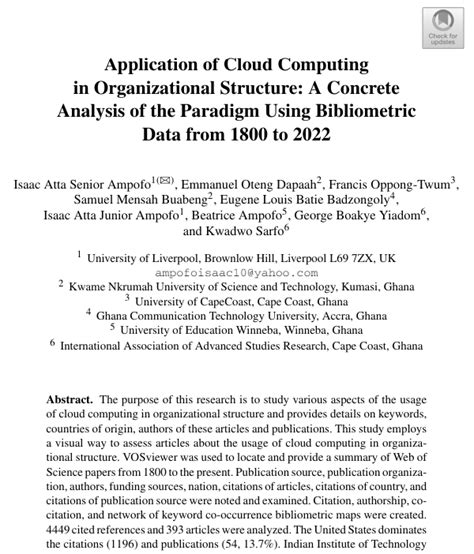 Pdf Application Of Cloud Computing In Organizational Structure A Concrete Analysis Of The