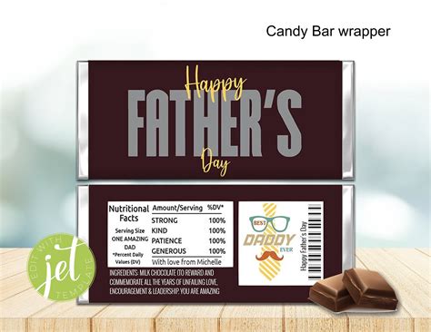Editable Fathers Day Day Candy Wrapper Happy Fathers Day Candy Bar