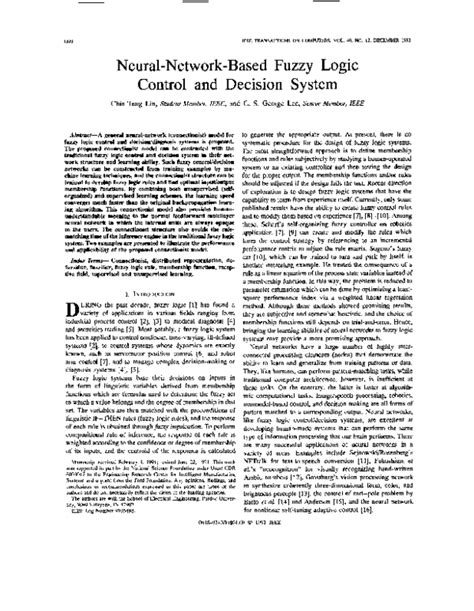 Pdf Neural Network Based Fuzzy Logic Control And Decision System