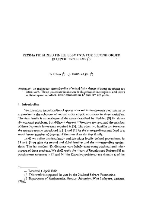 Pdf Prismatic Mixed Finite Elements For Second Order Elliptic Problems