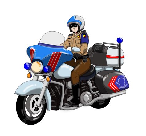 Polisi Indonesia Kendaraan Sepeda Motor Mobil Polisi Kartun Png Transparan Clipart Dan File