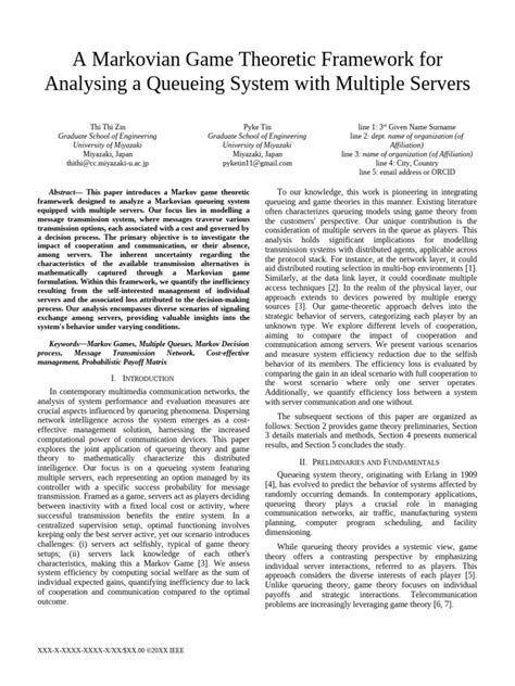A Markovian Game Theoretic Framework Formatted Ver2 Pdf Markov Chain Game Theory