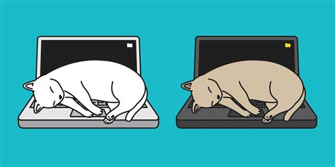 Gato Gatinho Vetor Ilustração Dormir Caderno Computador Portátil