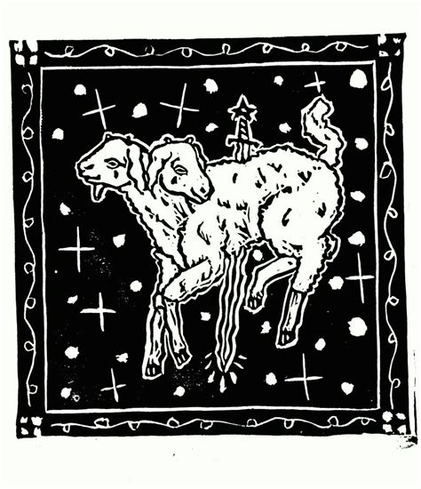 Two Headed Lamb Lino Print 🗡️🐑🩸 Art Artist Makemcad Lino Linocut