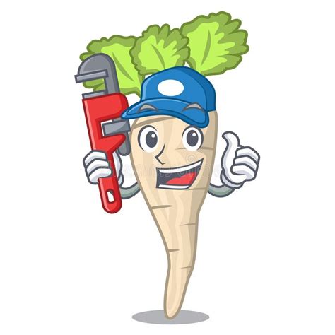 Plumber Fresh Organic Parsnip Vegetable Cartoon Style Stock Vector Illustration Of Emoticon