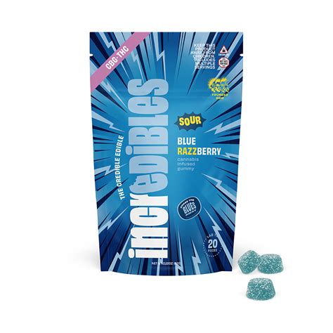 Incredibles 11 Sour Blue Razzberry 20pk 100mg Cbg100mg Thc For