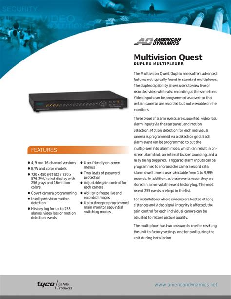 Retail Services ROBOT Multivision Quest DMV99Q 1 9 Channel Color Duplex Multiplexer US 139 98