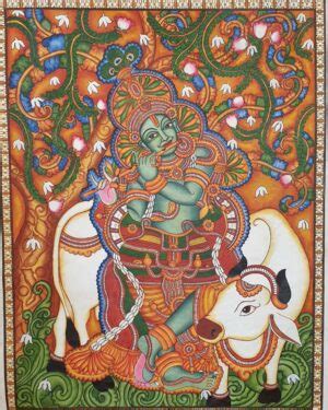 The Pond 1 Kerala Mural 22 X 21 International Indian Folk Art