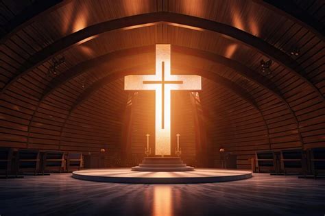 Premium Photo Generic Modern Church Interior 3d Rendering
