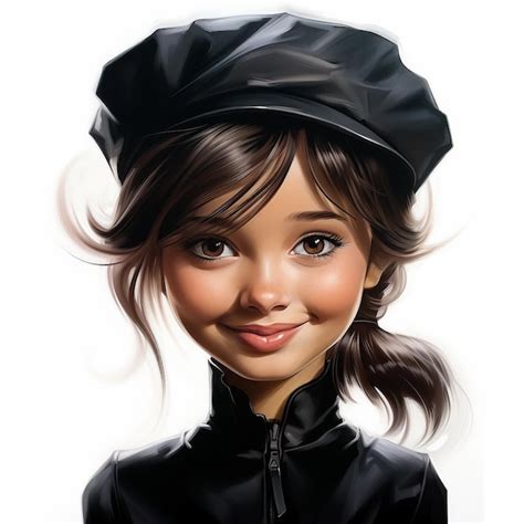 Premium Photo Caricaturing Portrait Cute Girl White Background