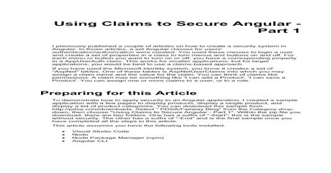 Pdf Using Claims To Secure Angular Part 1using Claims To Secure
