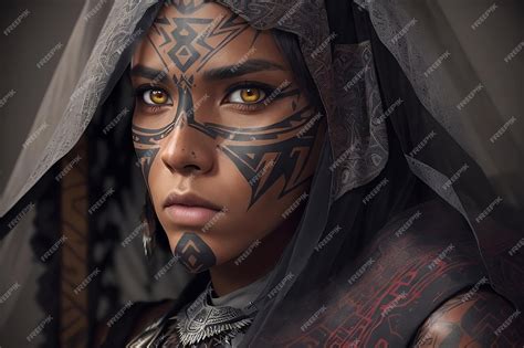 Premium Ai Image A Stunning Photo Of A Woman With Aztech Tribal
