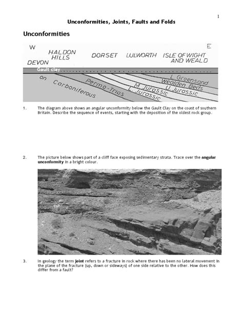 Unconformities Joints Faults And Folds Pdf Fault Geology