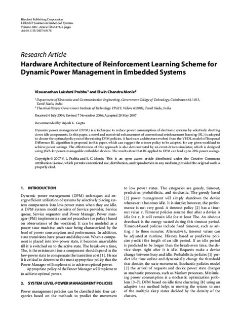 Pdf Hardware Architecture Of Reinforcement Learning Scheme For Dynamic Power Management In