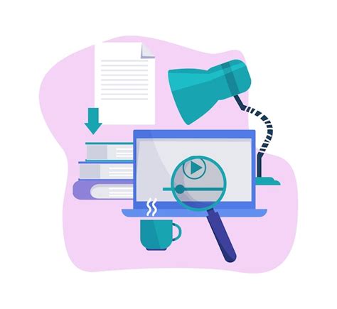 데이터 검색 디지털 정보 원격 교육 또는 자습서 온라인 과정 및 교육 웹 연구 벡터 개념 사용 프리미엄 벡터