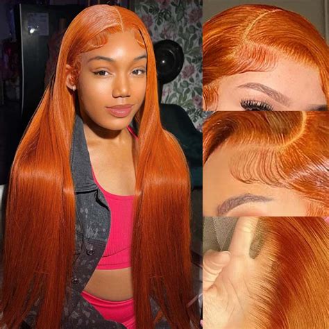 Earlr 22inch Ginger Lace Front Wig Human Hair 13x4 Hd