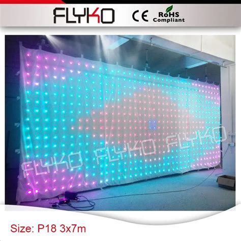 White Backdrop RGB Full Color LED Display 3mx7m Led Video Led Spacing Curtain P18 Nightclub