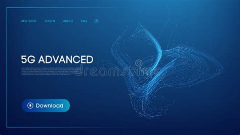 Abstract Glowing Blue Lines With Points Representing 5g Advanced Technology Stock Illustration