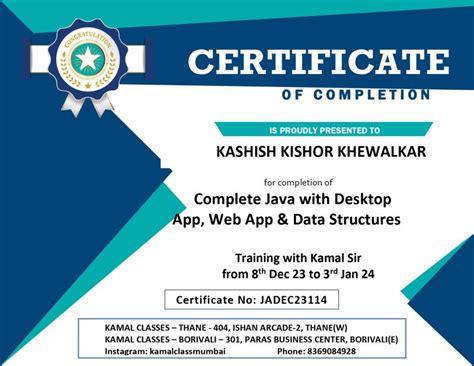 Completed A Java Course With Kamal Shah Sir Kashish Khewalkar Posted On The Topic Linkedin