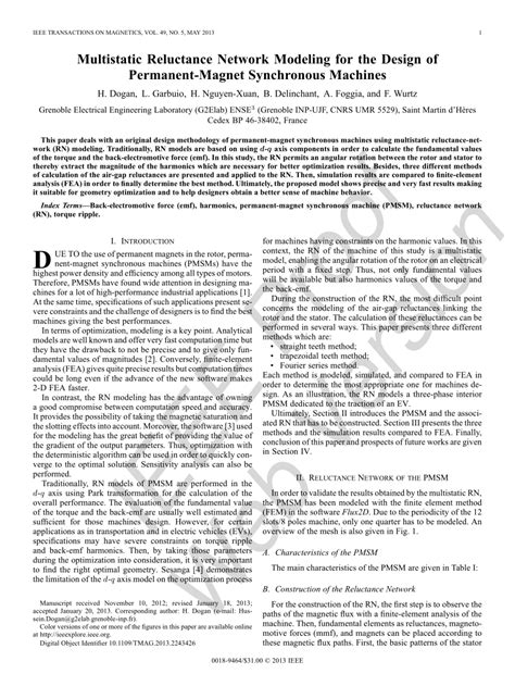 Pdf Multistatic Reluctance Network Modeling For The Design Of