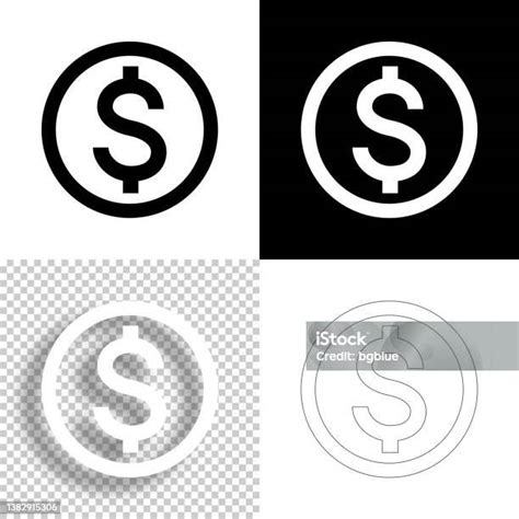 Pièce En Dollars Icône Pour Le Design Arrièreplans Vides Blancs Et
