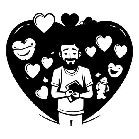 Premium Vector Valentines Day Greeting Card Bearded Man Holding