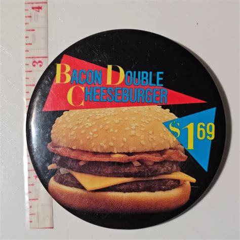 Mcdonalds Pin Andbacon Double Cheeseburger 169 Button Vintage Retro