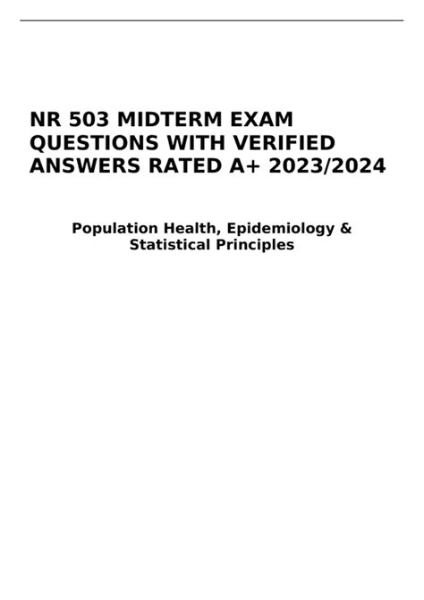 NR 503 MIDTERM EXAM QUESTIONS WITH VERIFIED ANSWERS RATED A 2023 2024