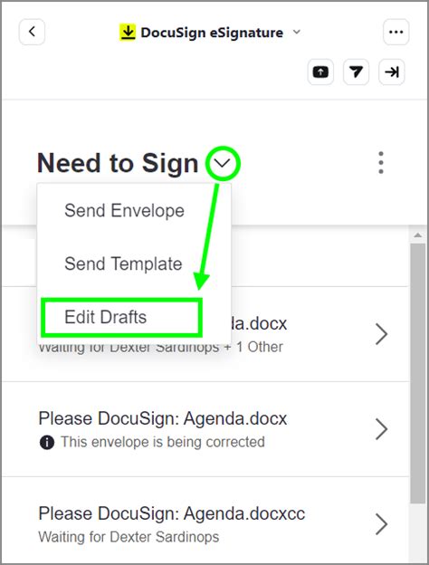 Edit Draft Envelopes
