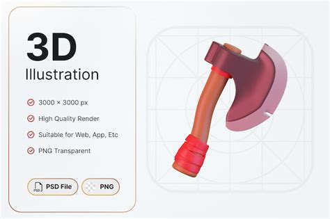 Premium Psd 3d Render Axe Game Assets Concept Modern Icon