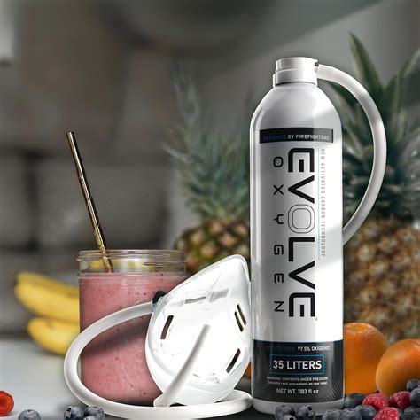 Evolve Suplemento De Oxígeno Puro Con Máscara Y Tubo De 35 Litros De