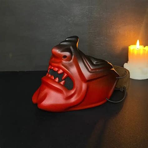 Red Oni Samurai Menpo Mask 🈹 Japan Box