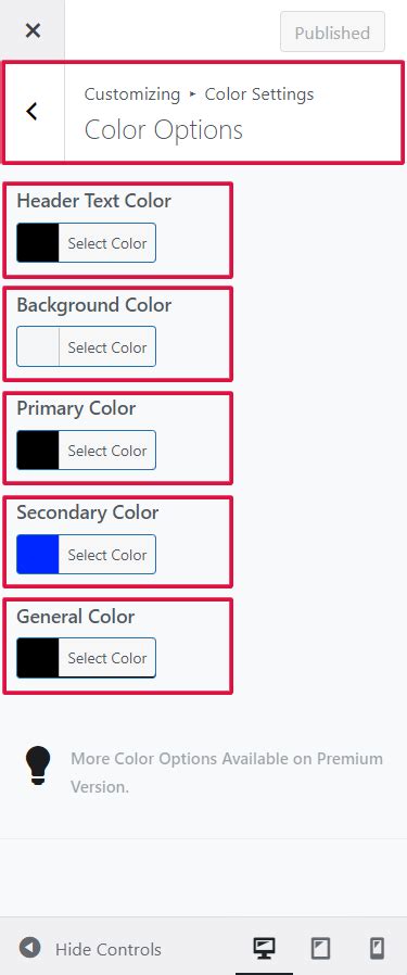 Color Settings ThemeinWP Documentation